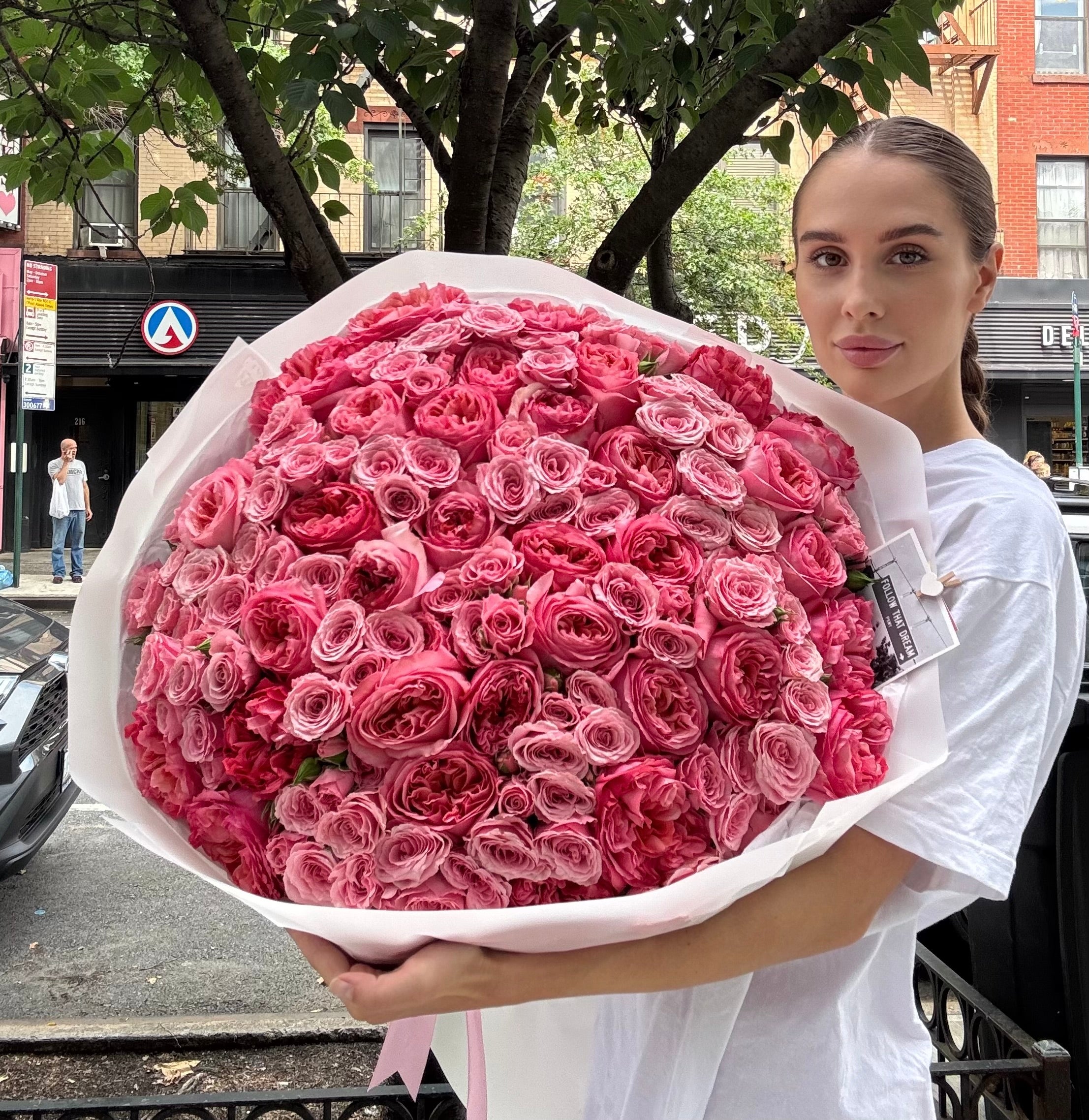 “Deep Feeling” Bouquet (pink expression garden roses, pink spray roses ...